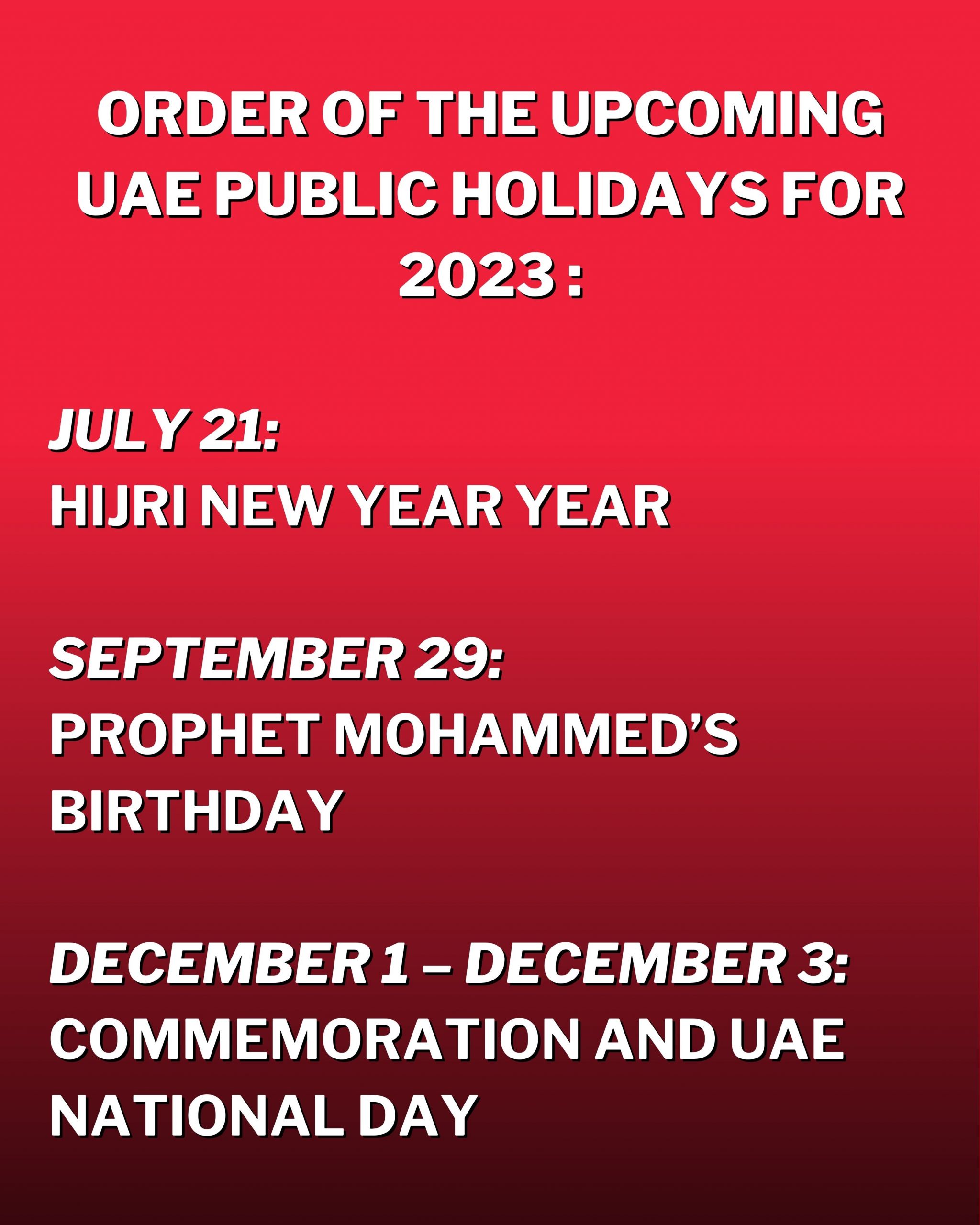 The Next UAE Public Holiday Is Just 2 Short Weeks Away